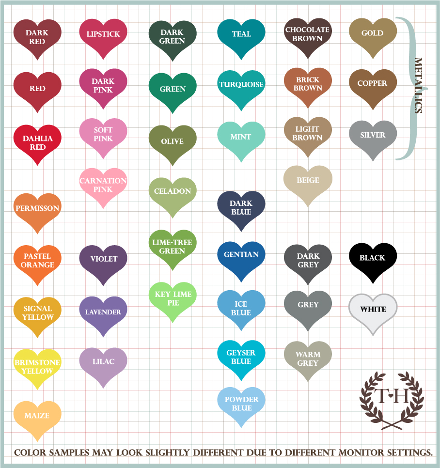 Custom Vinyl Wall Decals: COLOR CHART