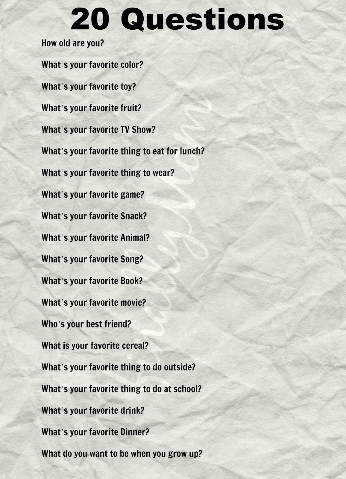 finally Mom: 20 questions