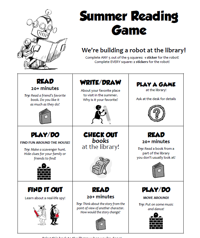 Bryce Kozla Blog: Summer Reading Game Cards!