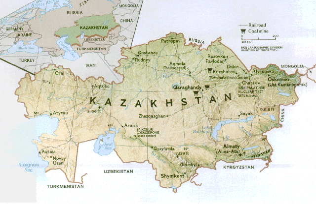 Cazaquistão | Mapas Geográficos do Cazaquistão
