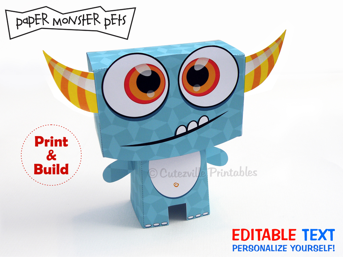 Cutezville Printables: Printable Monster Gift Boxes