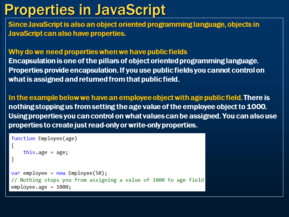 Sql Server Net And C Video Tutorial Properties In Javascript