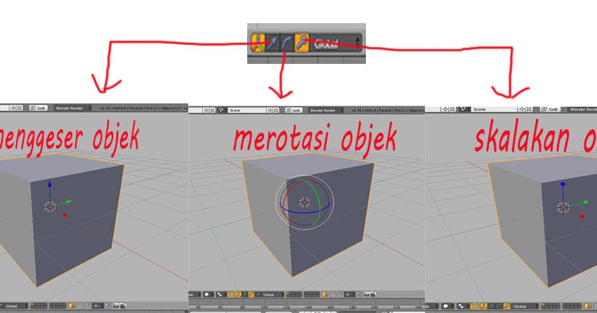 YNK Desain 3D : Perintah Dasar Transformasi Object Pada Blender 3D