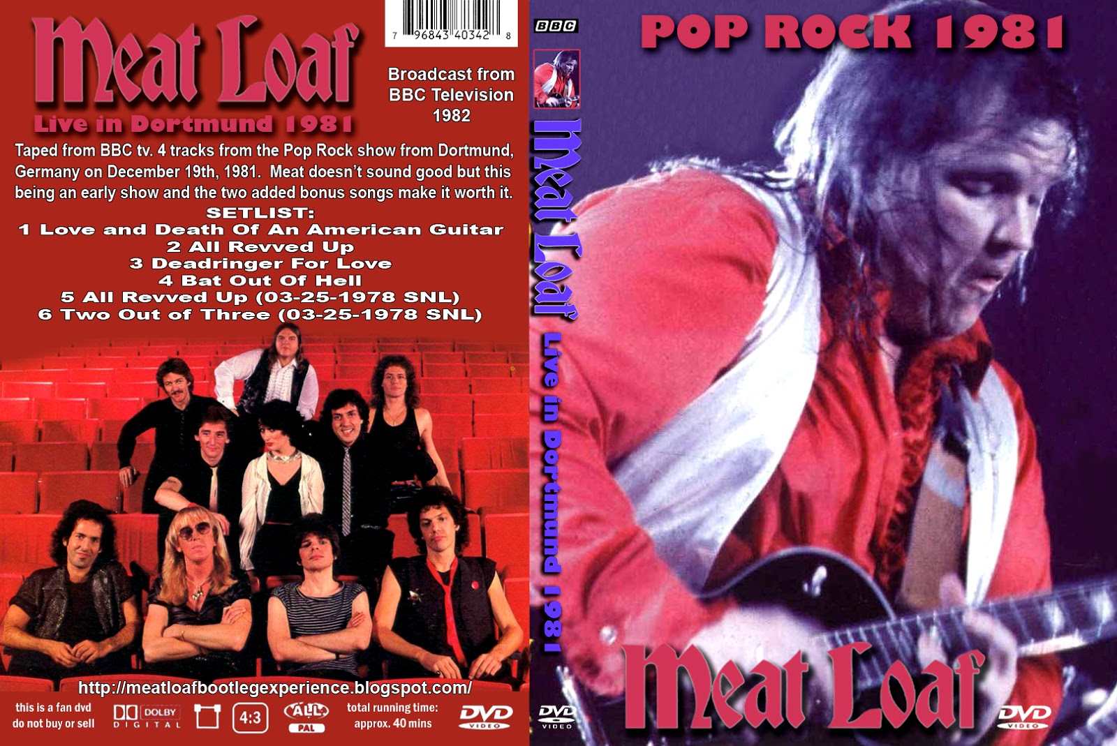 BANCA DO ROCK Rock Concert DVD: 2387 - DVD - MEAT LOAF 1981 - BOOTLEG