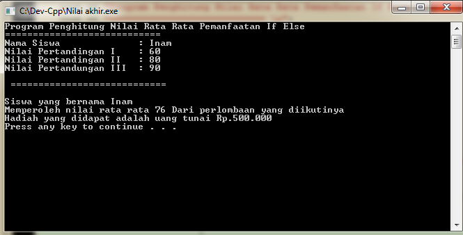 Program C++ Nilai Rata Rata Dengan Pemanfaatan If Else - I'Rams Blog