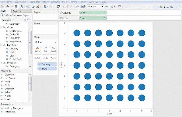 ANALYTICS GURUS: Trellis Chart in Tableau with Pie Chart Grids