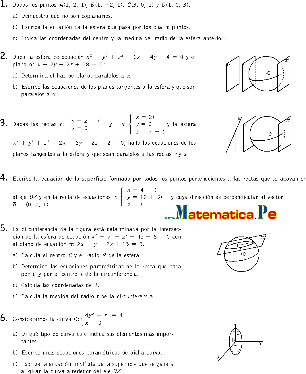 CURVAS Y SUPERFICIES EJERCICIOS RESUELTOS MATEMATICAS 2 BACHILLERATO PDF