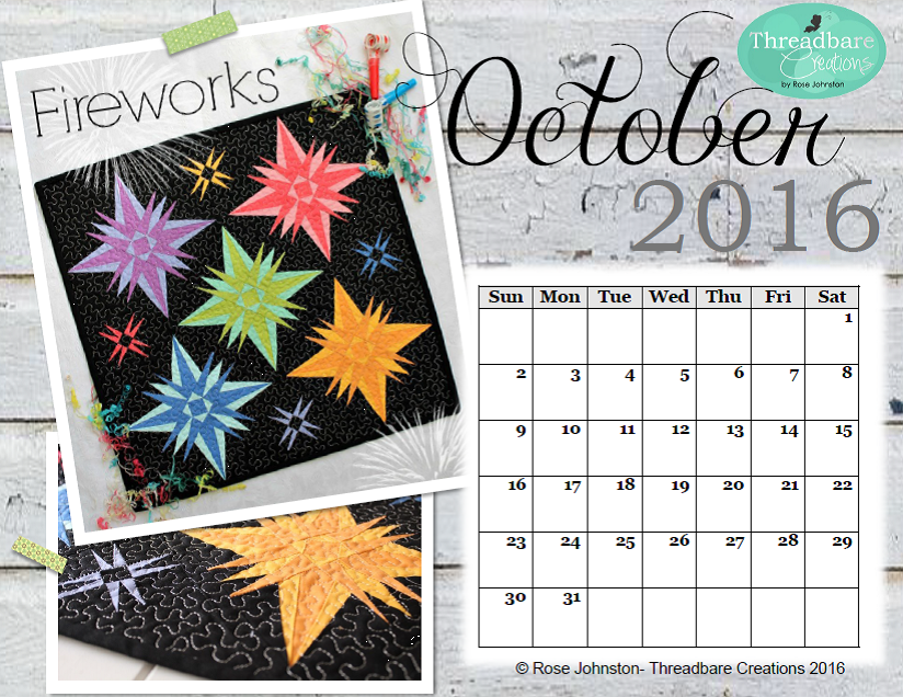 Fireworks Mini Quilt + Your Free October 2016 Calendar - Threadbare ...