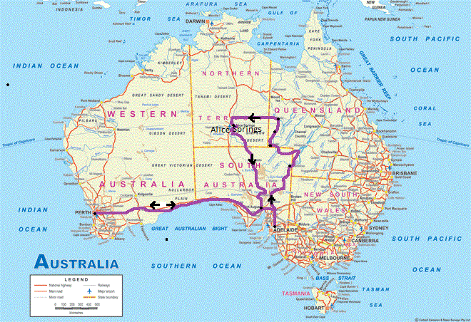 Sewell's Alice Springs Trek 2015: Route Map