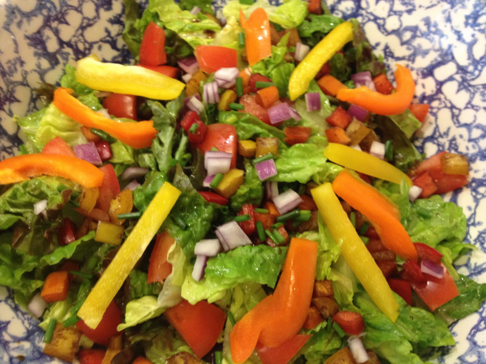 Salad with Balsamic Marinated Peppers - Feed Your Soul Too