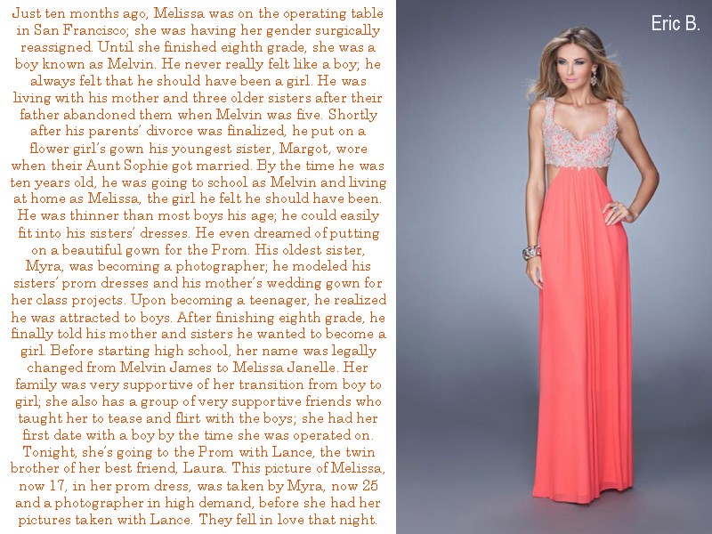 Eric's Transgender Captions: Melissa's Prom Night