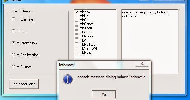 Message Dialog Bahasa Indonesia Delphi