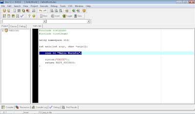 C-exercise: HelloWorld using Dev-C++