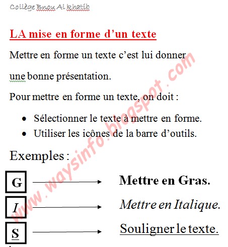 L'informatique au collège: Traitement de texte " La mise en forme d'un ...
