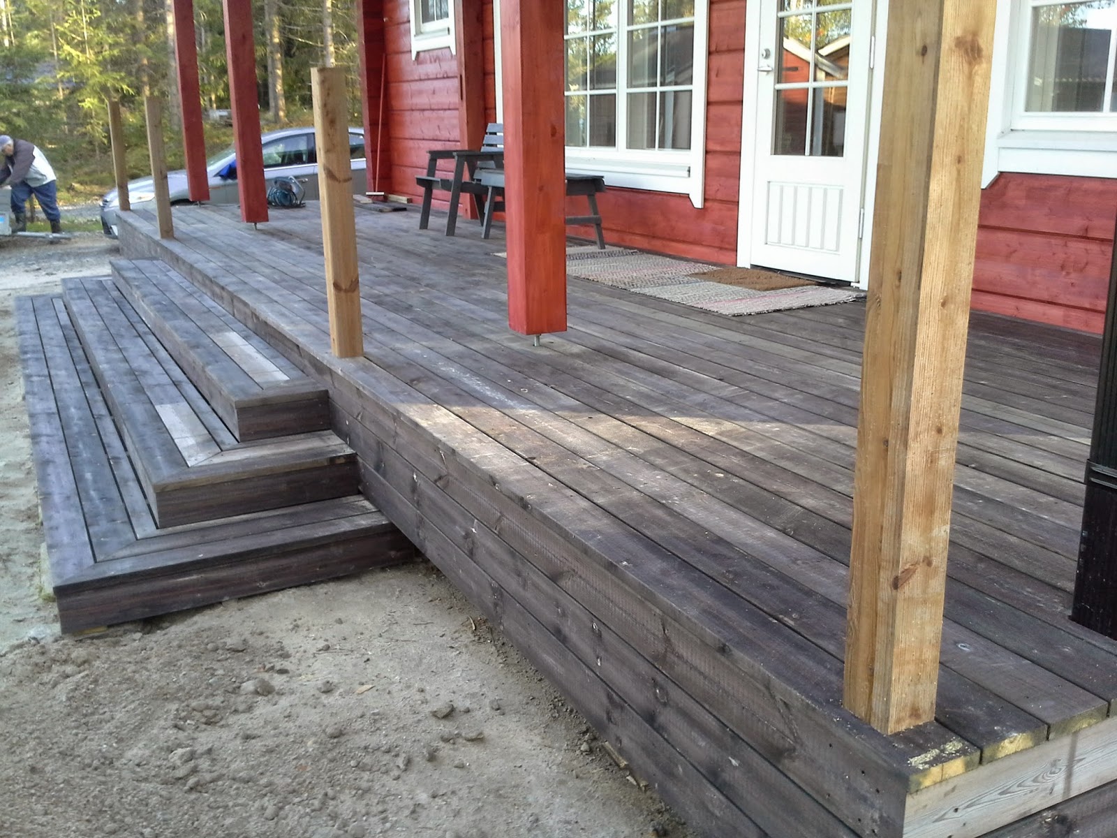 Mökki Vihtorin rantaan: Terassit, portaat ja piha