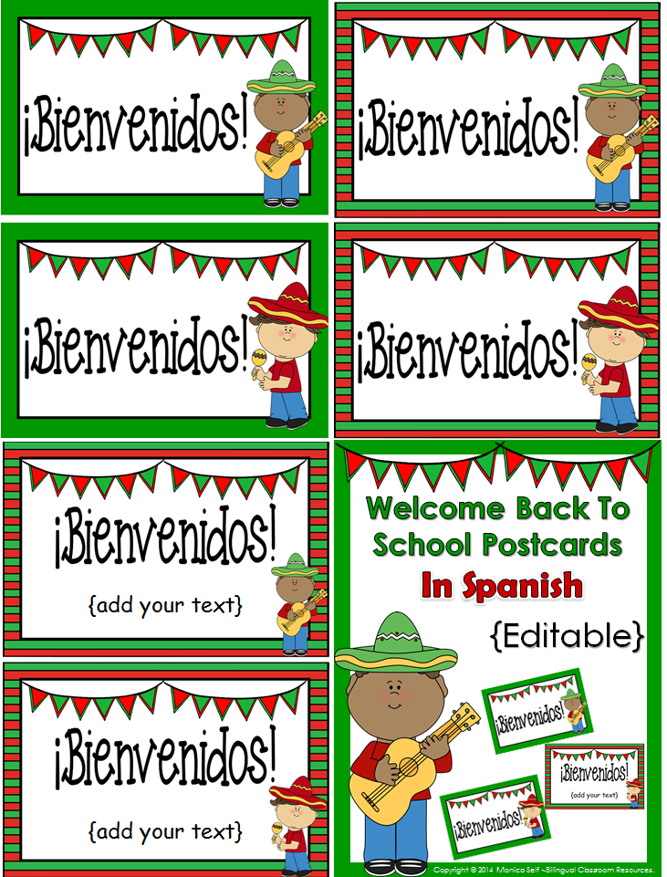 Bilingual Teacher Clubhouse: FREE Welcome Back To School Postcards
