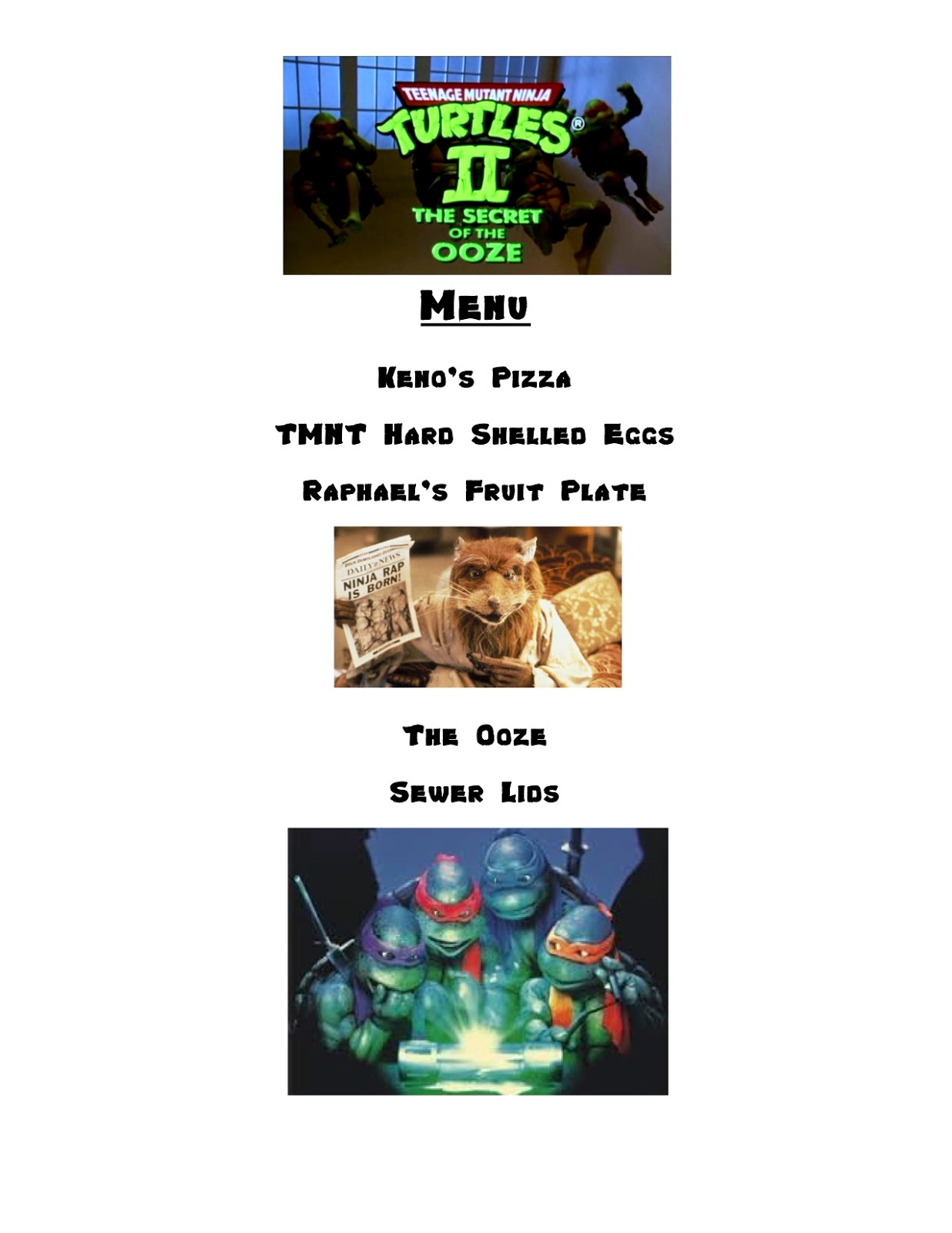 Reel Fancy Dinners: Teenage Mutant Ninja Turtles II: The Secret of the ...