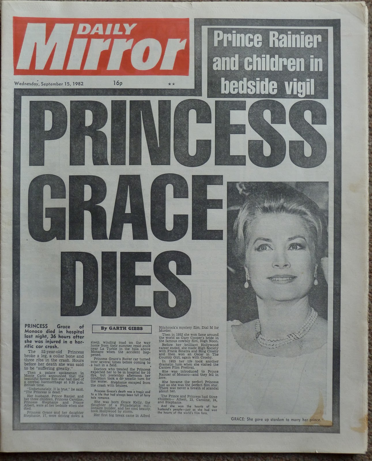 Hold The Front Page: Princess Grace (Kelly) Dies
