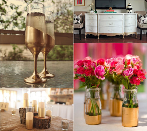 How To: DIY Dipped Gold Jar Vases | 17 Apart