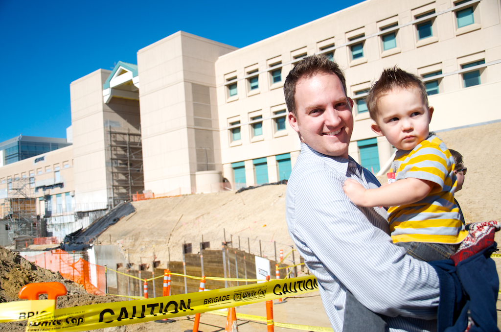 at the jobsite with dad - Color Me Meg