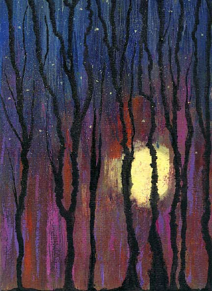 Moonrise – a mixed media painting tutorial