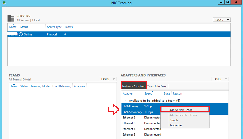 Techies Sphere: How to create NIC Team in Windows Server 2012 R2