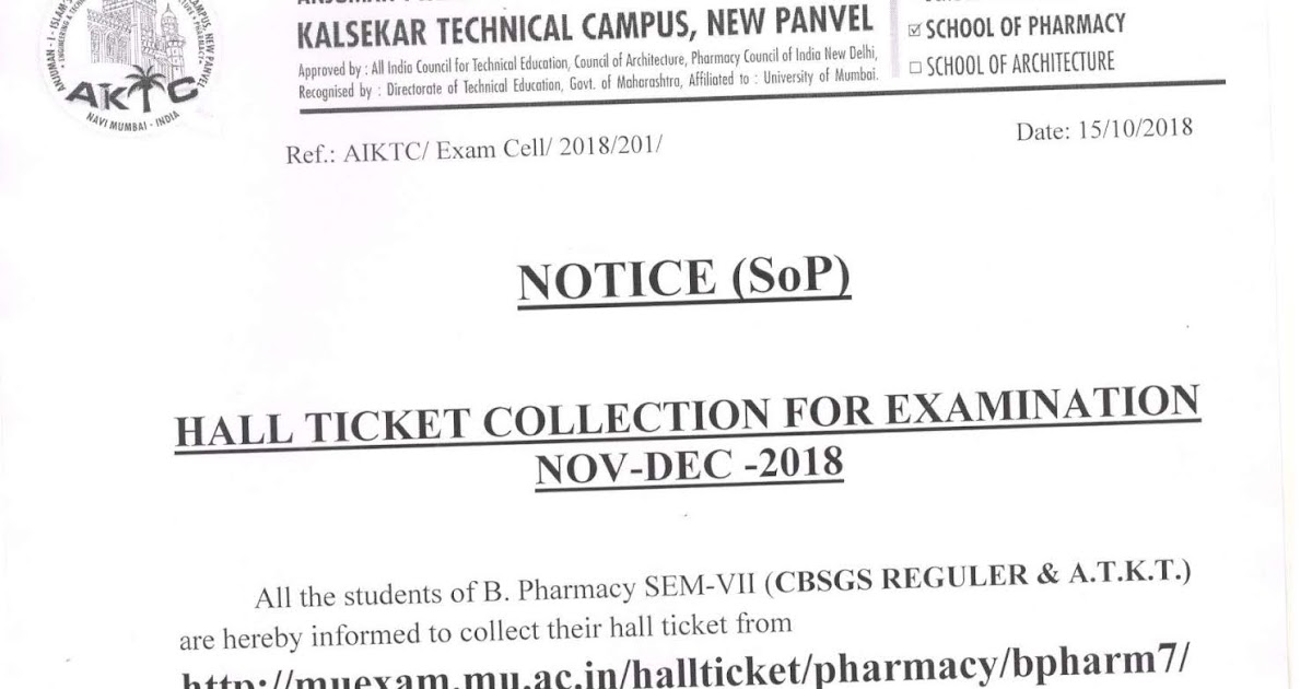 EXAM-CELL NOTICE BOARD: NOTICE-SOP-DOWNLOAD HALL TICKETS