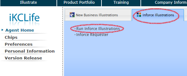 KCL: Running Inforce Illustrations
