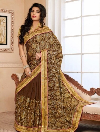 Top 15 Brown Color Sarees Designs For 2019 | Fashionmozo