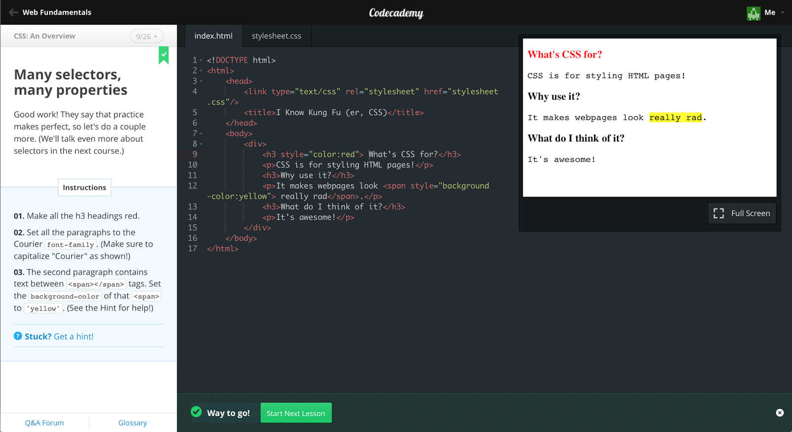 Hey, I'm Jesslyn.: Code Academy : Html & Css | CSS An Overview