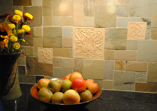 Decorative handmade ceramic tile: Decorative relief carved ceramic ...