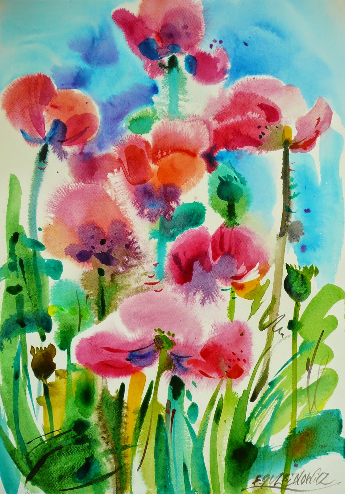 Galeria Szczęśliwych Obrazów: Akwarela, kwiaty