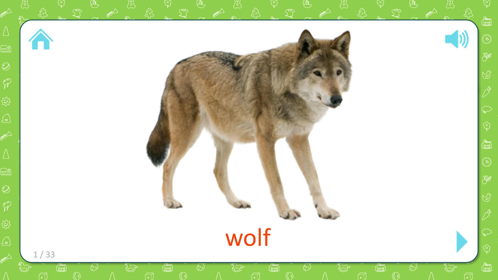 Flashcards for Kids: Wolf - Wild Animals - Flashcards for Kids
