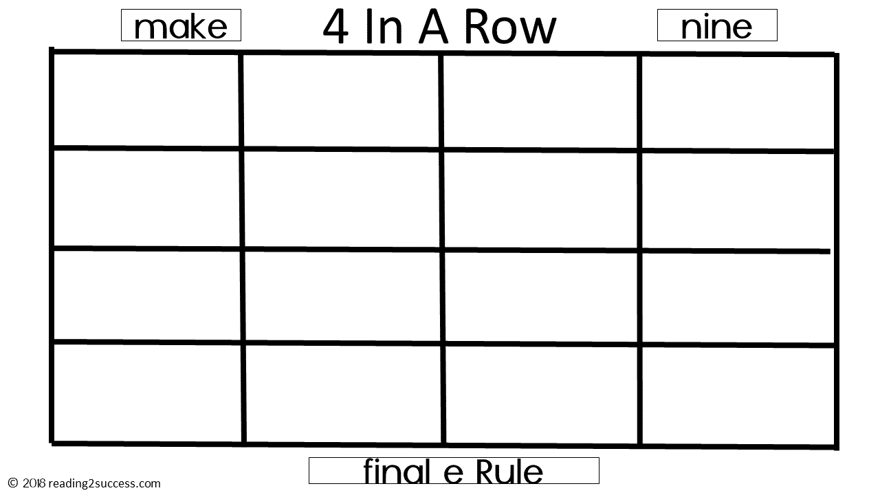 Reading2success: 4 In A Row Open Ended Game Inspired by 4 in a Row