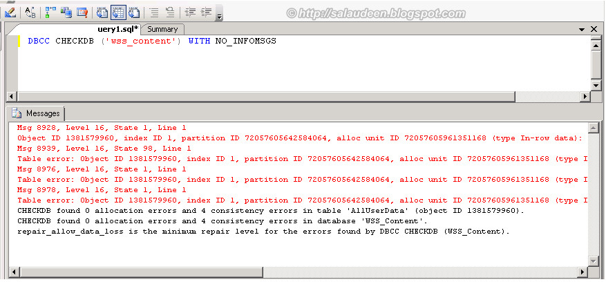 Sharepoint Database Consistency Check And Repair Sharepoint Diary