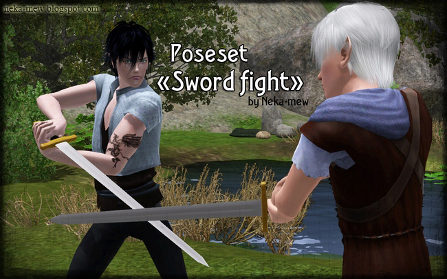 My Sims 3 Blog: Sword Fight Pose Set by Neka-Mew