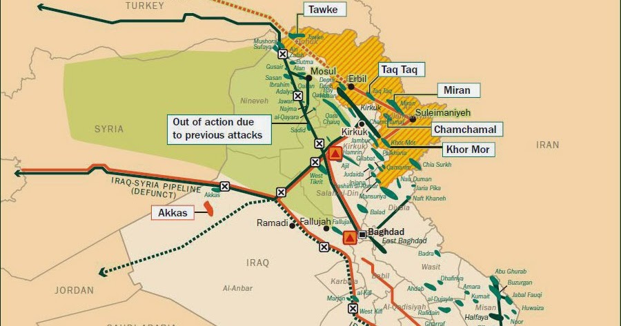 Iraq Oil & Military Conflicts Map