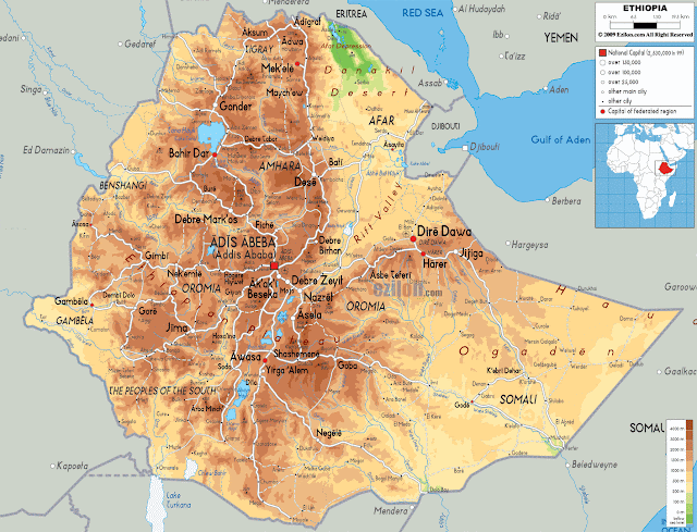 ETHIOPIA - GEOGRAPHICAL MAPS OF ETHIOPIA