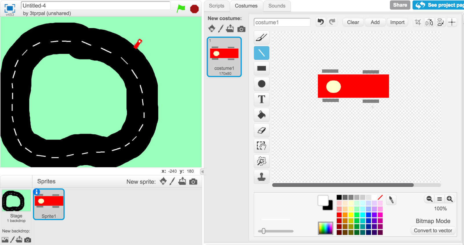 3º-TPR-programando con SCRATCH: Our first game: a car race!