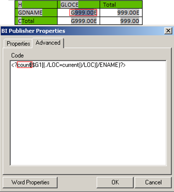 Creating a RTF Template for building Pivot Table in BI Publisher