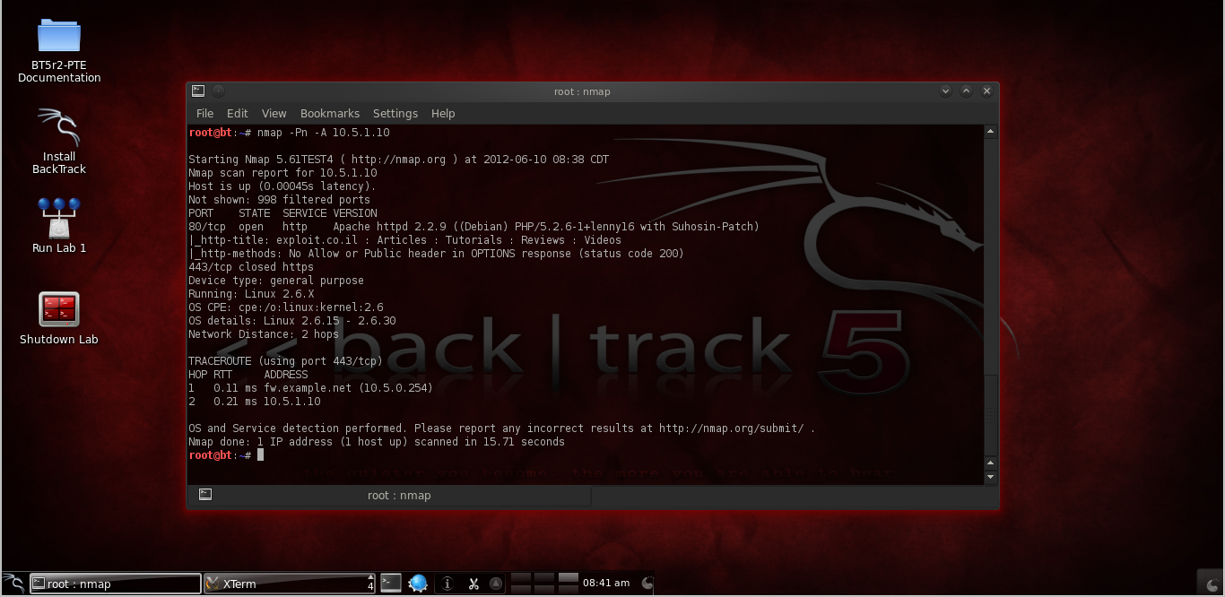 Checking out BackTrack Linux 5r2-PenTesting Edition Lab!