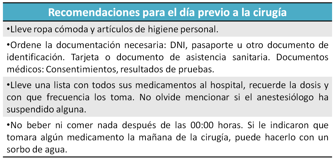 El periodo preoperatorio: ¿Cómo prepararme para la cirugía?
