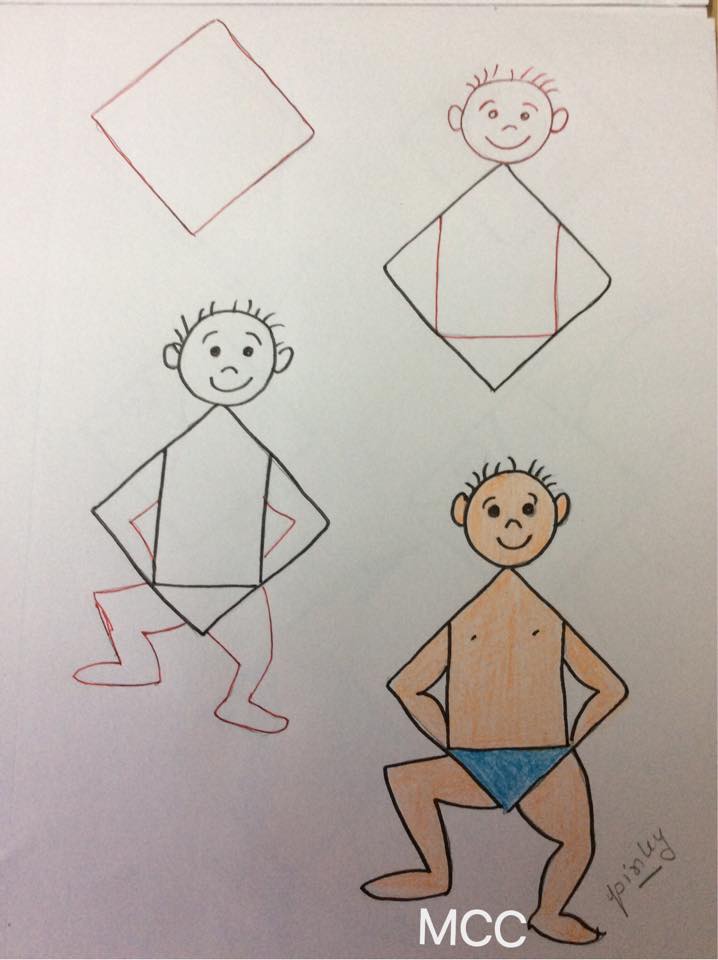 Kids friendly drawings with squares as a base - crazzy craft