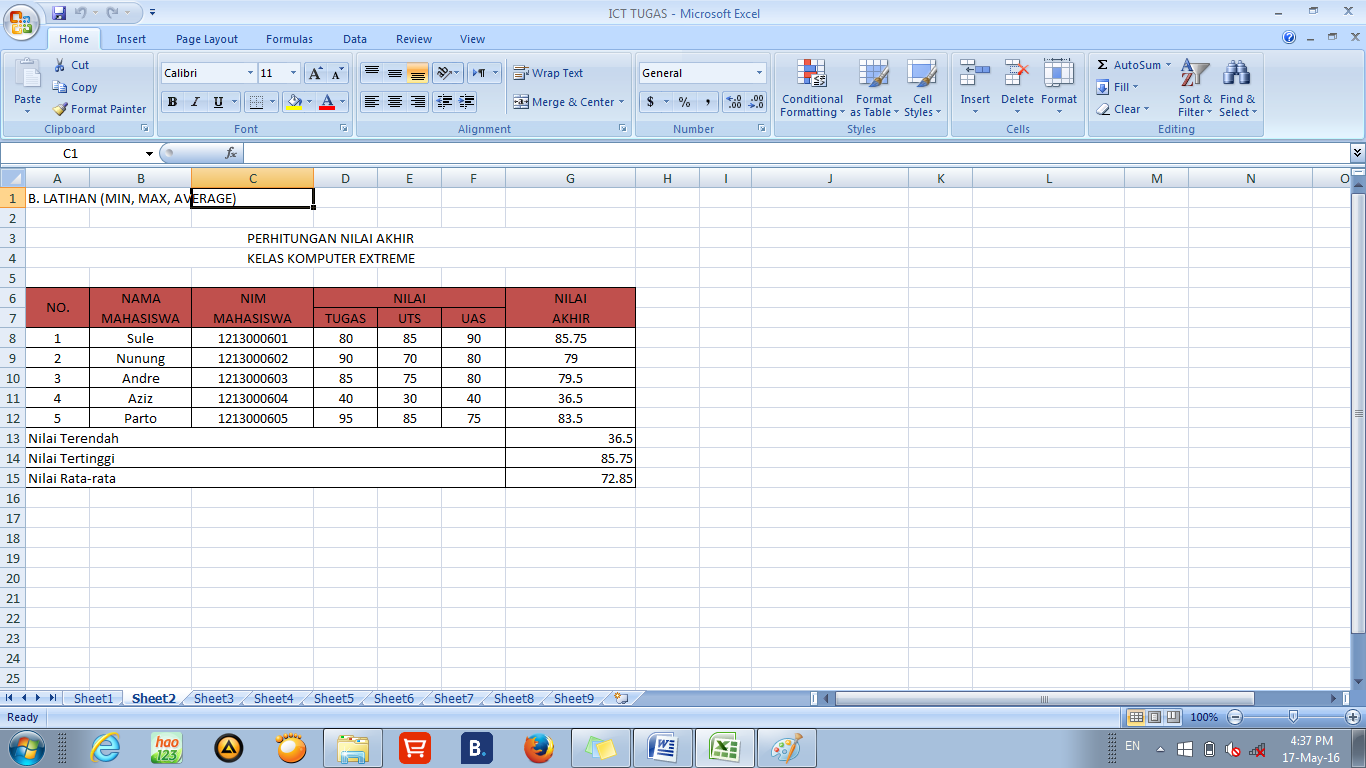 Pelatihan ICT Training 3: MICROSOFT EXCEL I