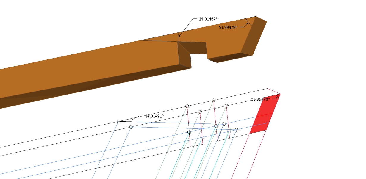 Roof Framing Geometry: Lean-to Roof with angled center purlin
