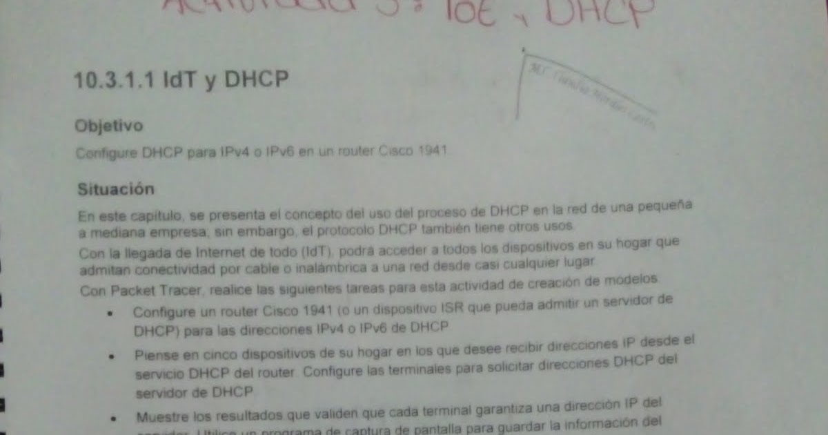 Conmutación Y Enrutamiento En Redes De Datos Actividad 5 Ioe Y Dhcp