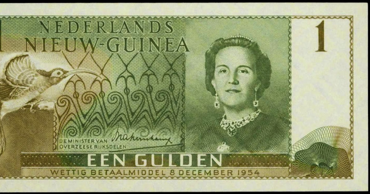 Netherlands New Guinea 1 Gulden banknote 1954 Queen Juliana|World ...