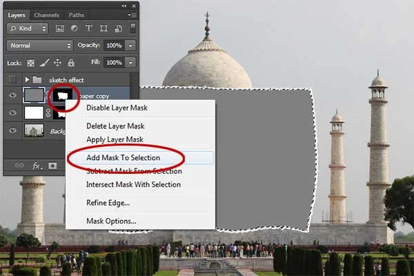 PhotoEffect: Photo To Sketch Effect on a Ripped Paper With Photoshop