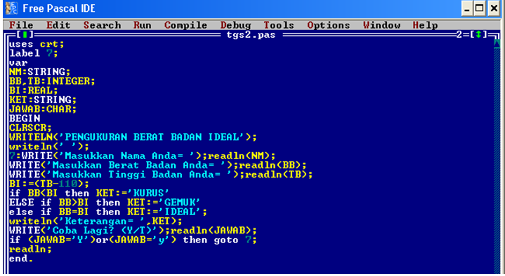 [Pascal] Menghitung Berat Badan
