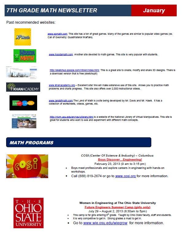 Land of Math: Creating a Successful Math Newsletter for your class